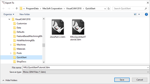VisualCAD > VisualCAD Menu > Export ...